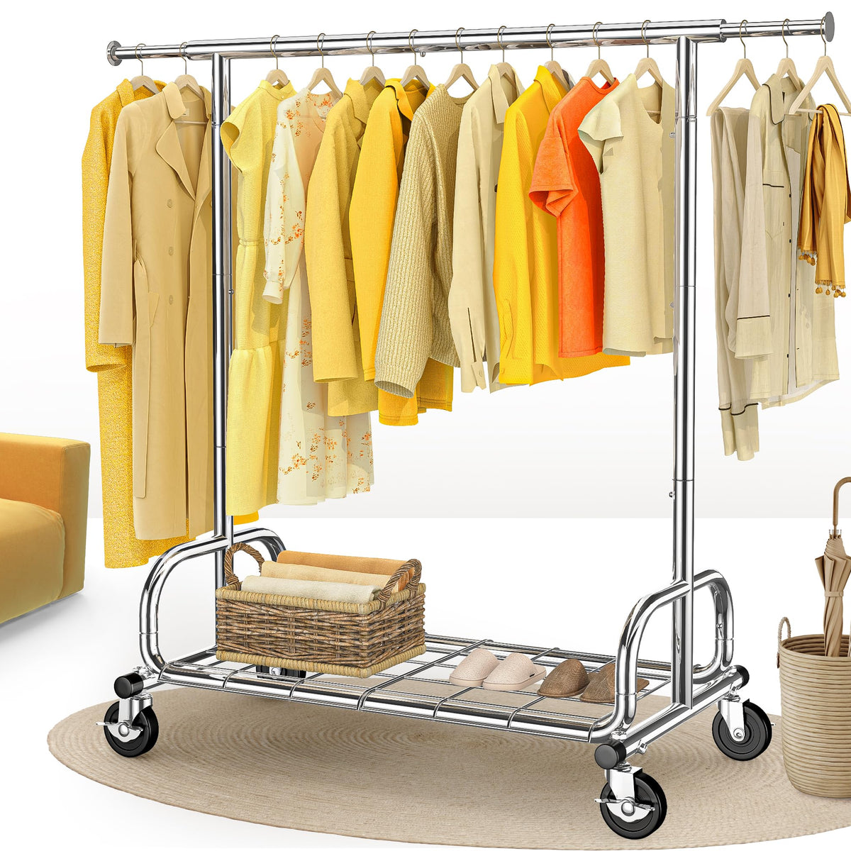HOKEEPER Portable Garment Rack with Lockable Wheels – MaxLead