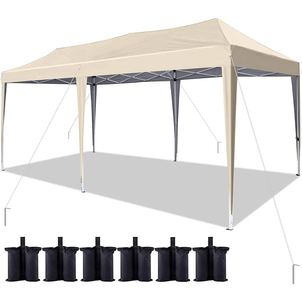 Quictent 10x20 No-Side Pop up Tent, Commercial Canopy with 6 Sand Bag ...